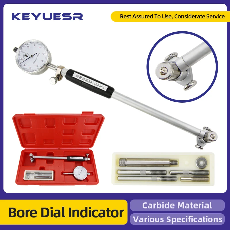 50-160mm Bore Dial Indicator Carbide Inner Diameter Gauge Measuring Rod ...
