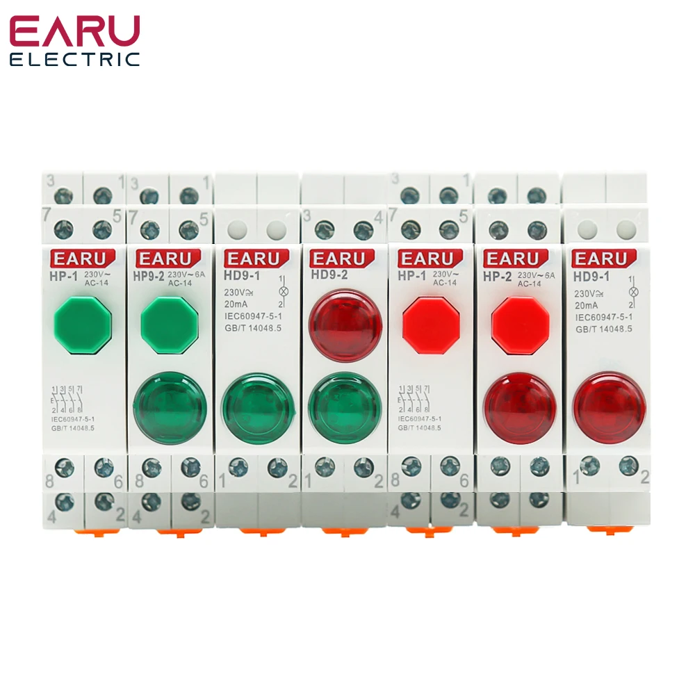 Din-Rail-LED-Signal-Lamp-Push-Button-Signal-Indicator-Lamp-Switch-AC-DC ...