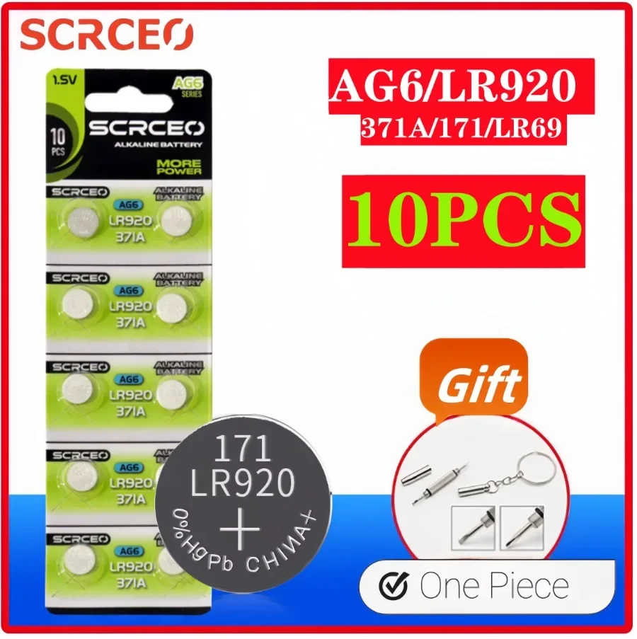 2-10PCS 1.55V AG6 371 SR920SW LR920 SR927 171 370 L921 LR69 SR920 ...