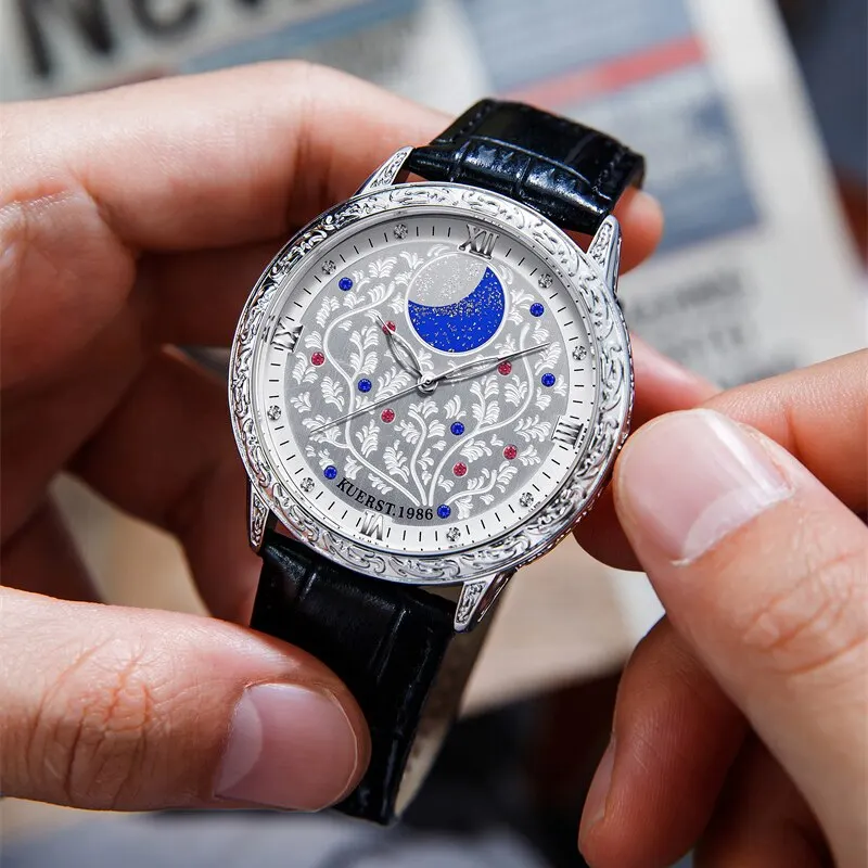 KUERST-Ultra-thin-Fashion-Quartz-Watch-Diamond-encrusted-Waterproof-Men ...