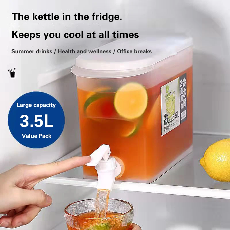 3.5/5L Cold Water Bucket With Faucet Fruit Juice Drink Refrigerator Jug ...