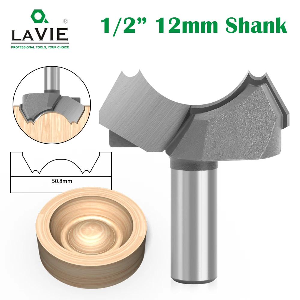 LAVIE 1pc12mm 1/2 Shank Classical Double Ball Flute Wood Router Bit C3 ...
