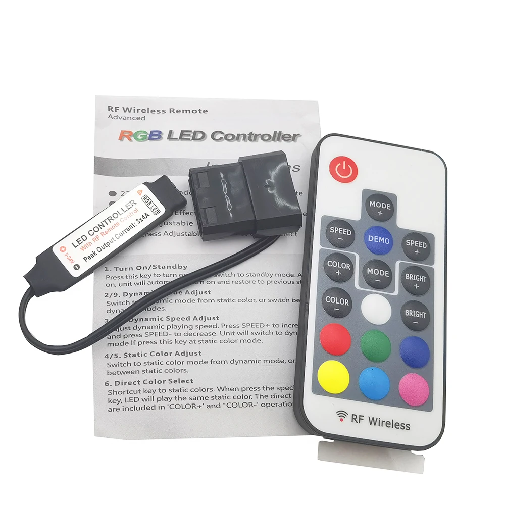 RGB-LED-Controller-12V-SATA-RF-Wireless-Remote-Control-SATA-Large-4Pin ...