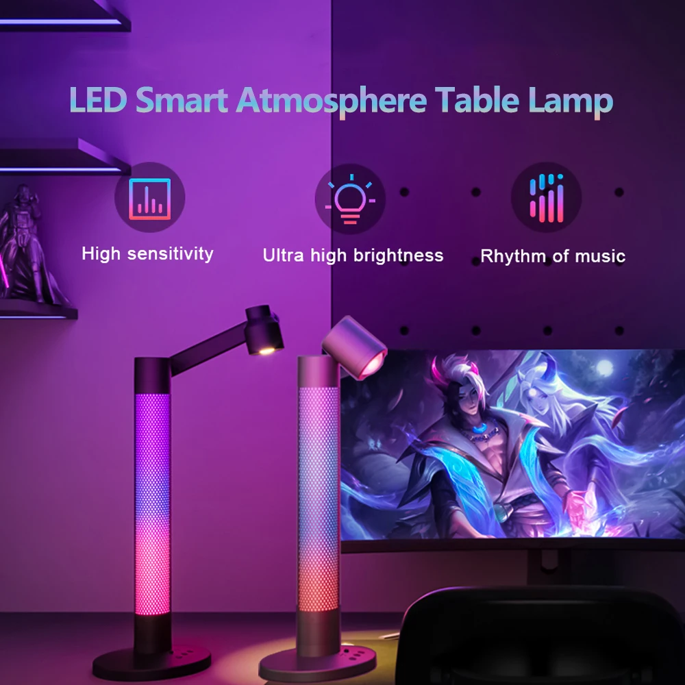 LED-Smart-Desk-Lamp-RGB-Swing-Arm-Ambient-Reading-Light-Tuya-APP ...