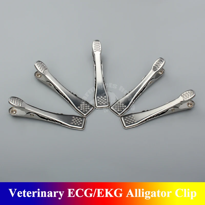 5pcs Veterinary ECG/EKG Alligator Clip Reusable Animal Cat Dog ECG ...