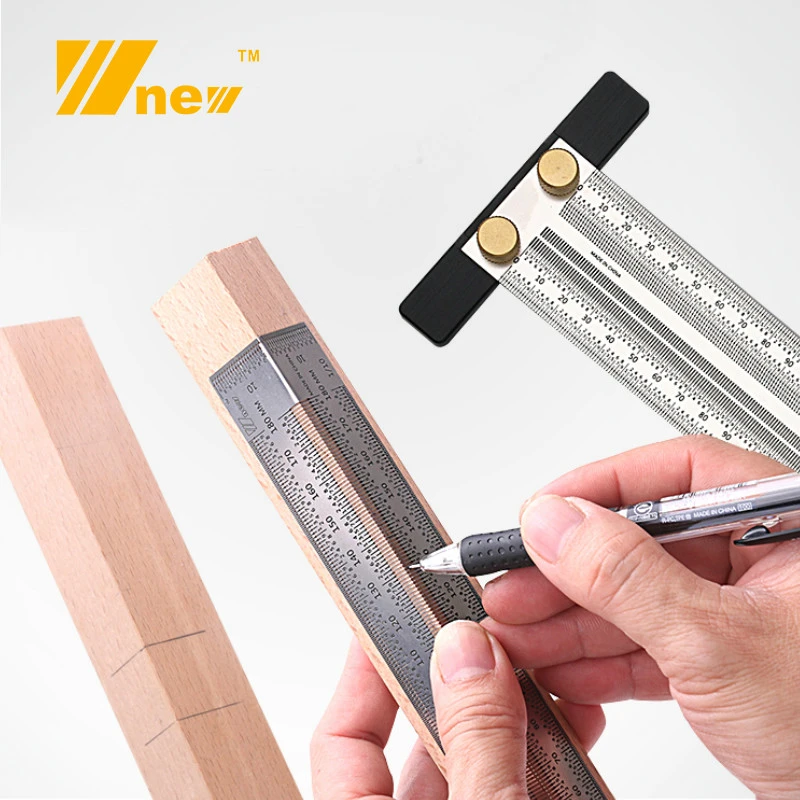 Steel Marking Gauge T-type Ruler Hole Scribing Ruler Woodworking Scribe ...