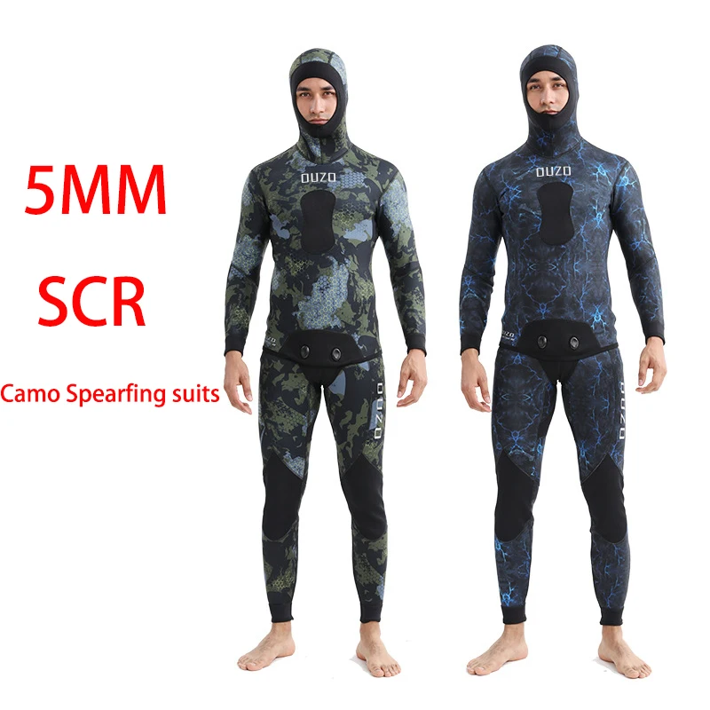 5mm-Camouflage-Wetsuit-Long-Sleeve-Fission-Hooded-2-Pieces-Of-Neoprene ...