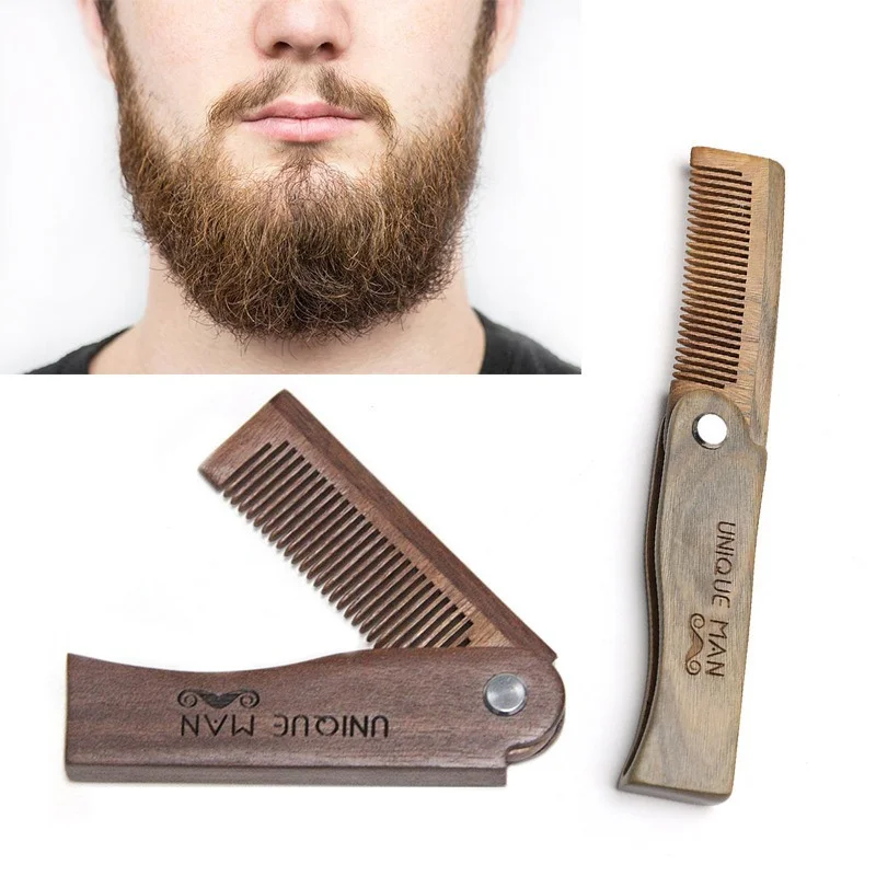Folding-Wood-Beard-Combs-For-Men-Natural-Sandalwood-Beard-Mustache-Hair ...