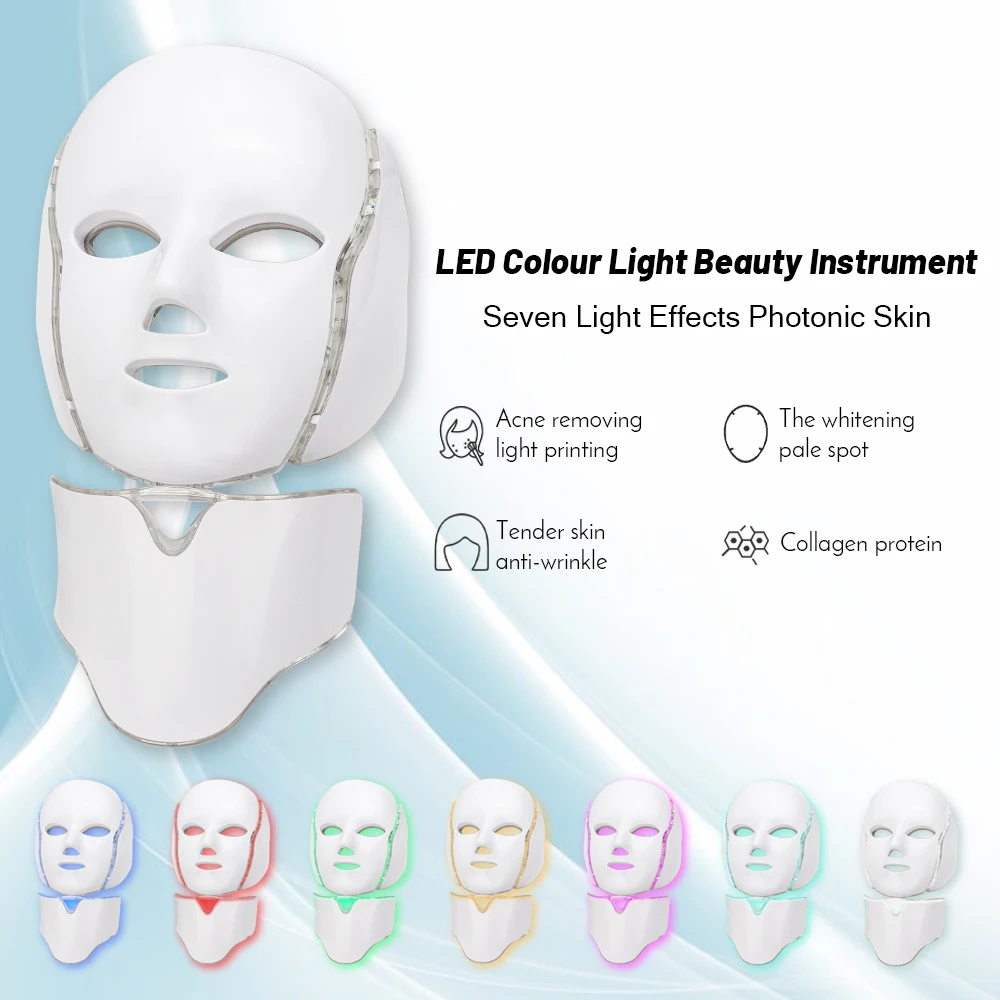 7 Colors Led Facial Mask Led Korean Photon Therapy Face Mask Machine ...