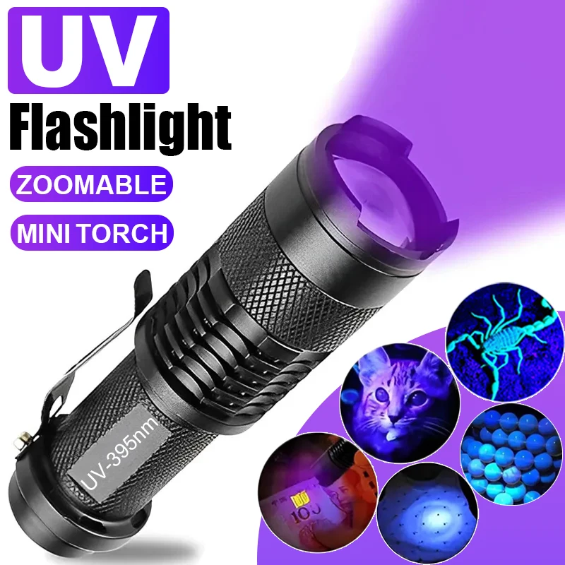 Linterna LED UV 2 en 1, luces de luz negra ultravioleta 395/365nm ...