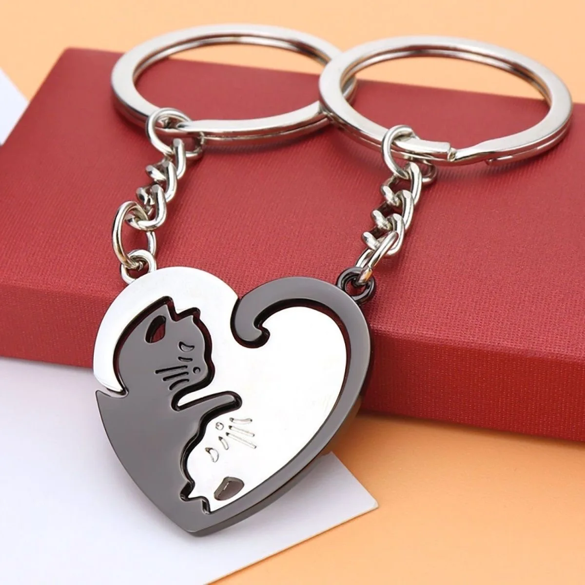 Couple Key Holder Cat For Home Lovers House Keychain Hanger Creative ...