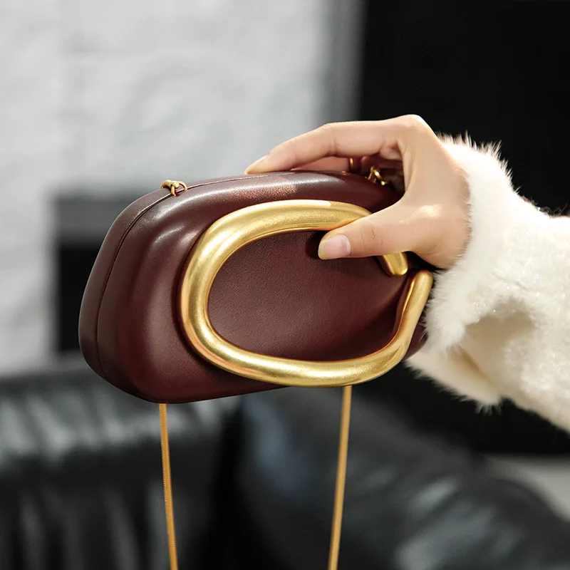 Designer Luxury Box Clutch Bag Vintage Women's Leather Shoulder Handbag ...