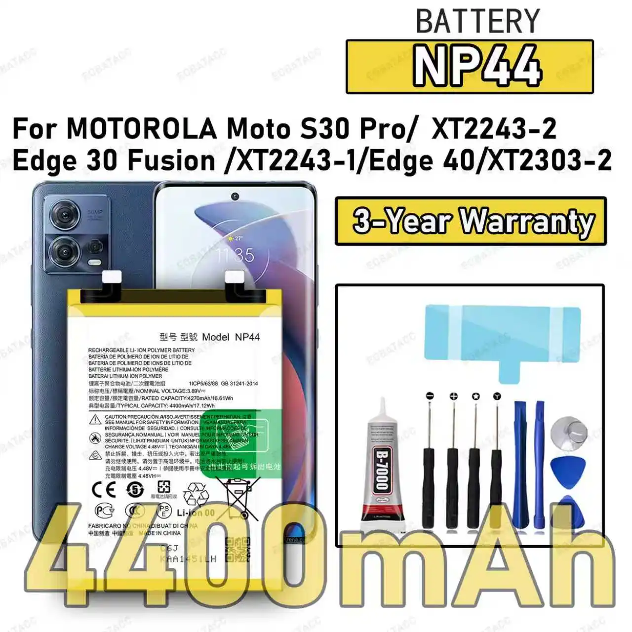 100% nueva batería NP44 de alta calidad para MOTOROLA MOTO S30 Pro ...