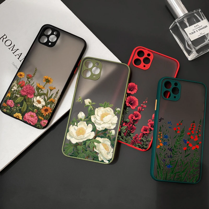 Cute Red Flower Shockproof Phone Case For iPhone 14 15 13 Pro Max 11 12 ...