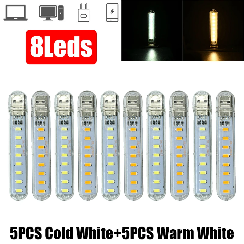2/4/10PCS USB LED Mini Book Light DC 5V LED Desk Reading Lamp Portable ...