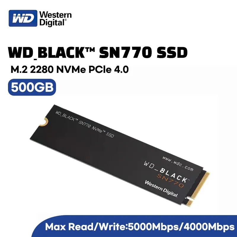 Western Digital WD BLACK SN770 NVMe SSD 500GB Internal Gaming Solid ...