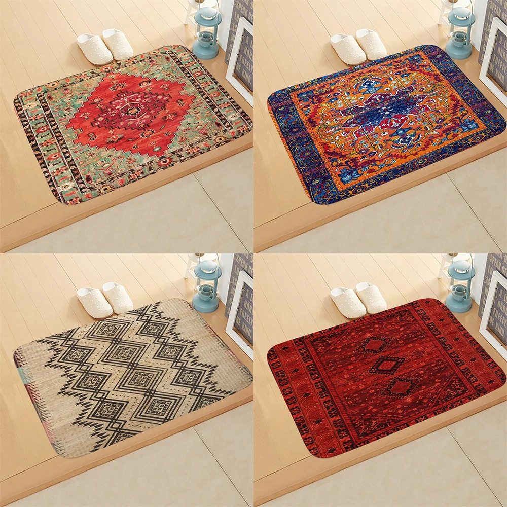 Retro-Persian-geometric-pattern-floor-mat-bedroom-living-room-entrance ...