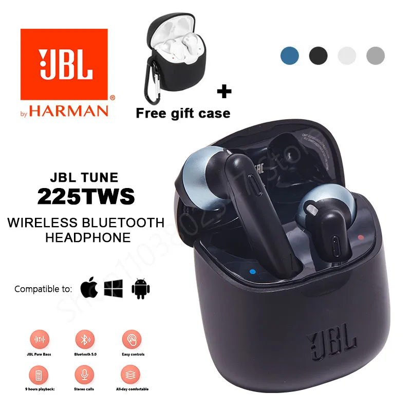 Original-JBL-Tune-225TWS-True-Wireless-Bluetooth-Earbud-Headphones-T225-TWS-Stereo-Earbuds-Bass ...