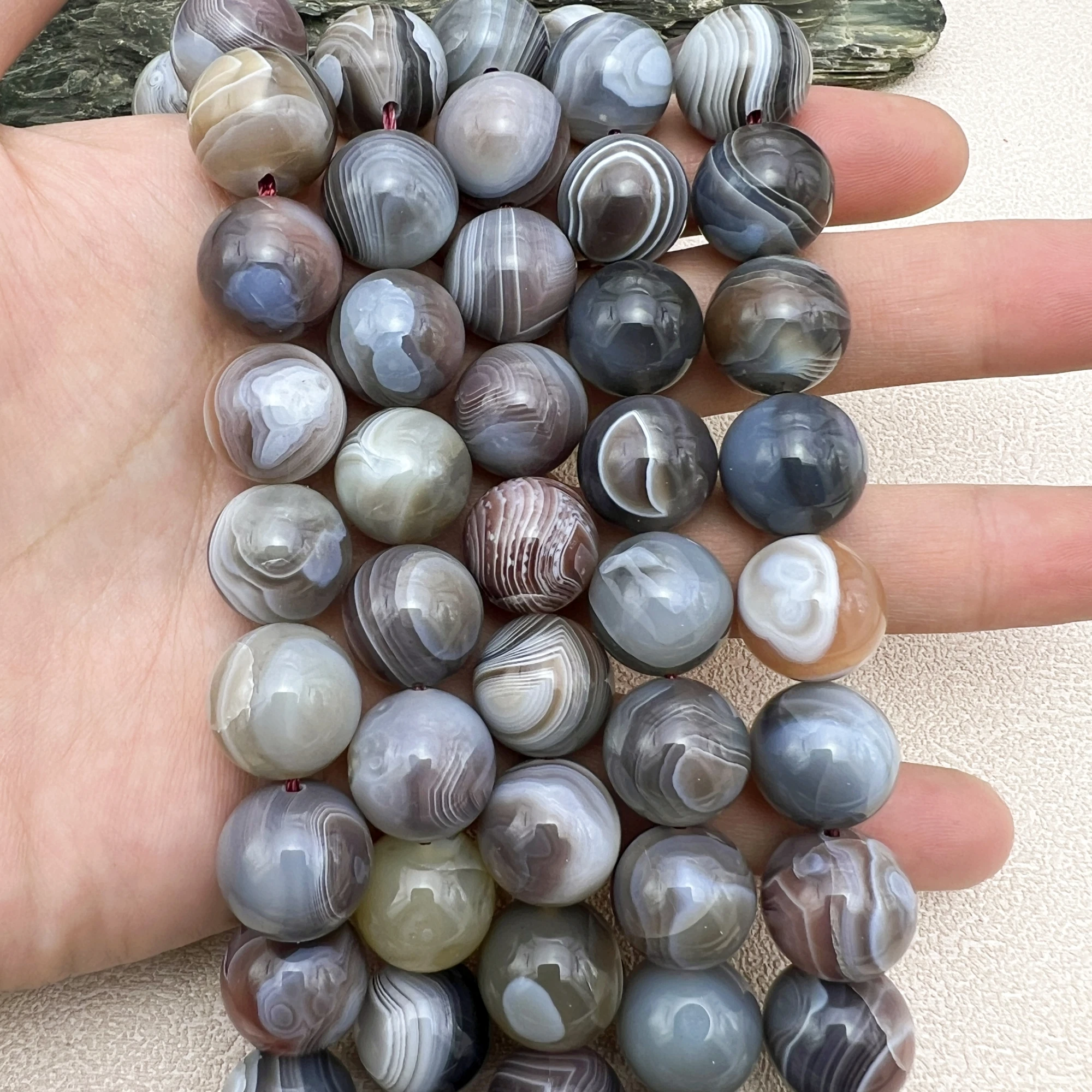 15MM Large Natural Brown Botswana Lace Agates Stone Round Loose Beads ...