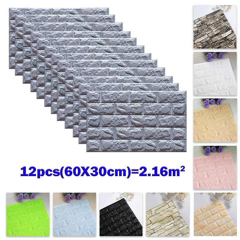 3D-Wall-Panel-Stickers-Brick-Self-Adhesive-Wallpaper-Bedroom-Living ...