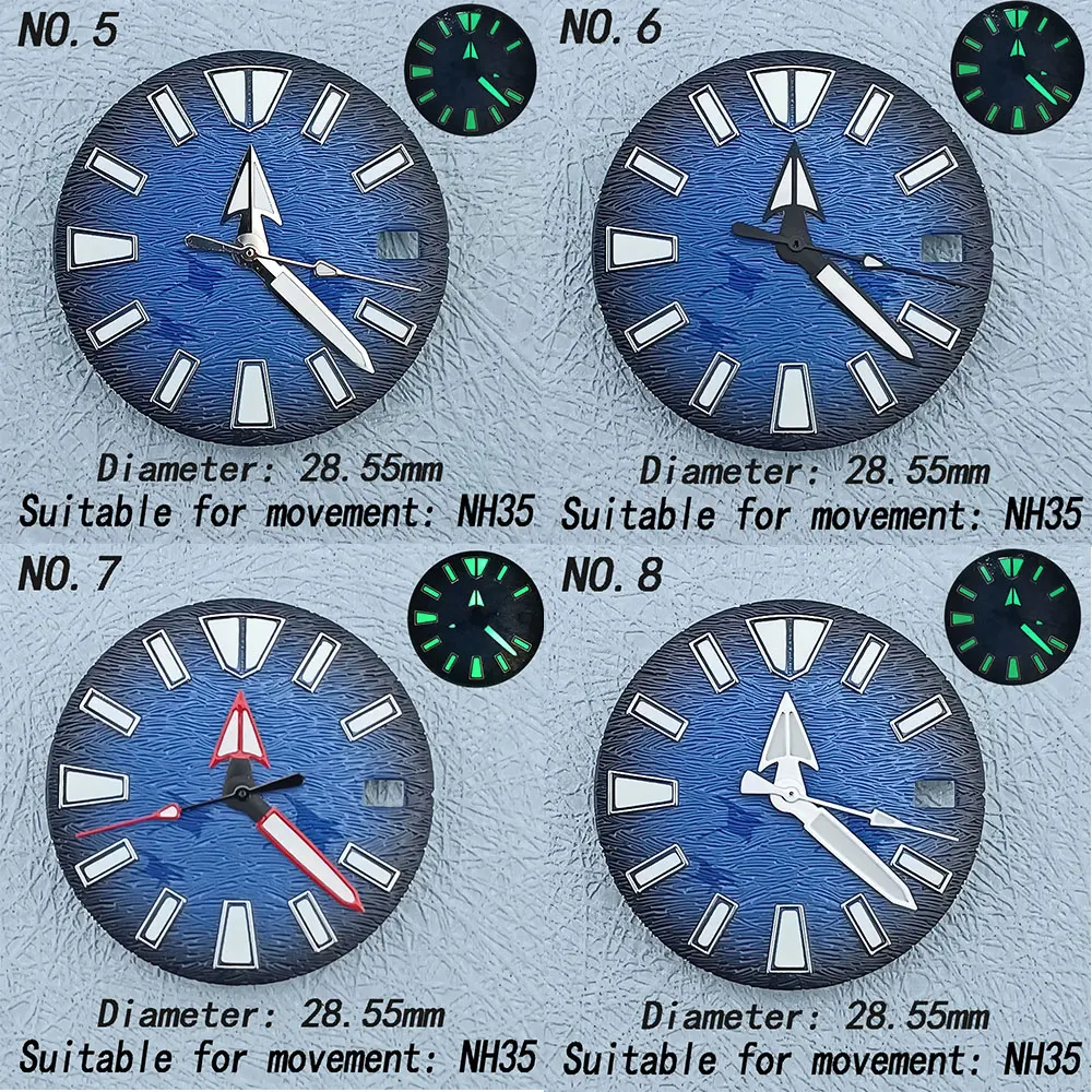 28.55mm fit nh35 nh36 movement dial with luminous needle customized ...