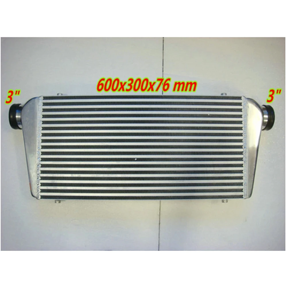 600x300x76mm Aluminum Intercooler Turbo Piping In/out 3" Pipe + Fans ...