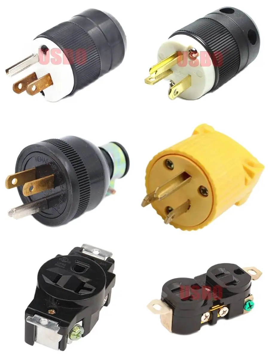 Black American 15A/20A NEMA 5-15P / 5-20P detachable assembly in-line ...