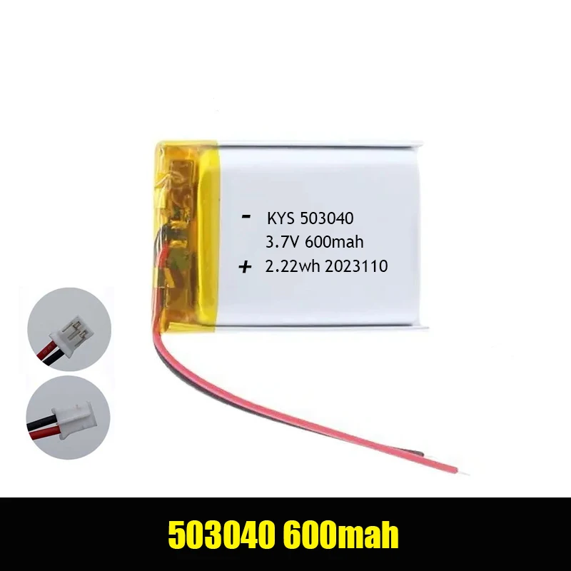 1-10PCS-503040-3-7V-600mAh-Polymer-Lithium-Rechargeable-Battery-For-GPS ...