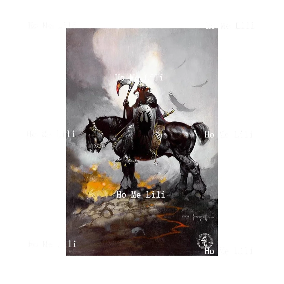 Frank-Frazetta-Poster-Viking-On-Horse-Horseback-Bloody-Axe-Gothic ...