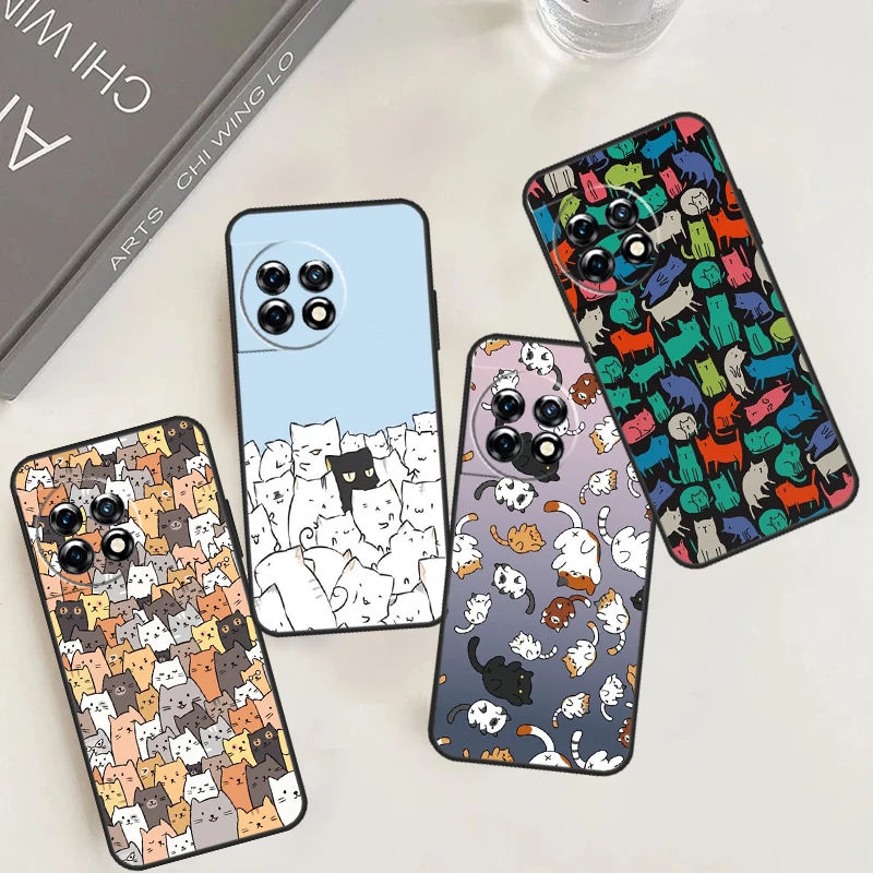 Cute Cartoon Cat Case For OnePlus 12 11 9 10 Pro 8T 9R 10T 10R 12R ...