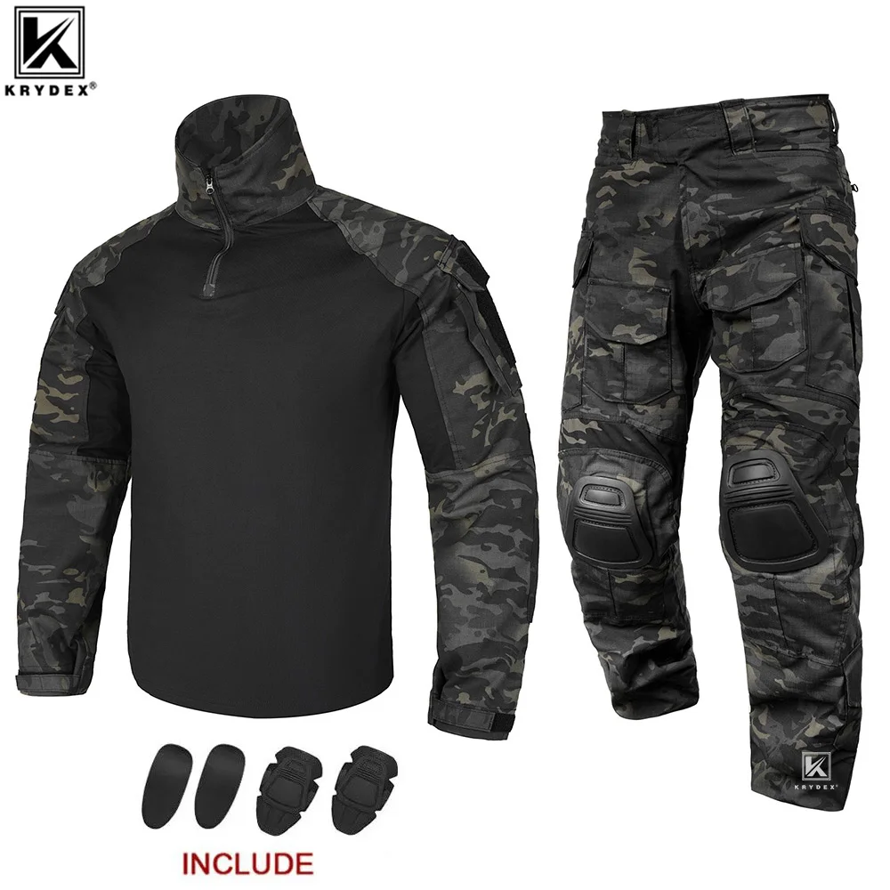 KRYDEX Combat Uniform Tactical Camouflage Shirt & Pants Kit With Knee ...