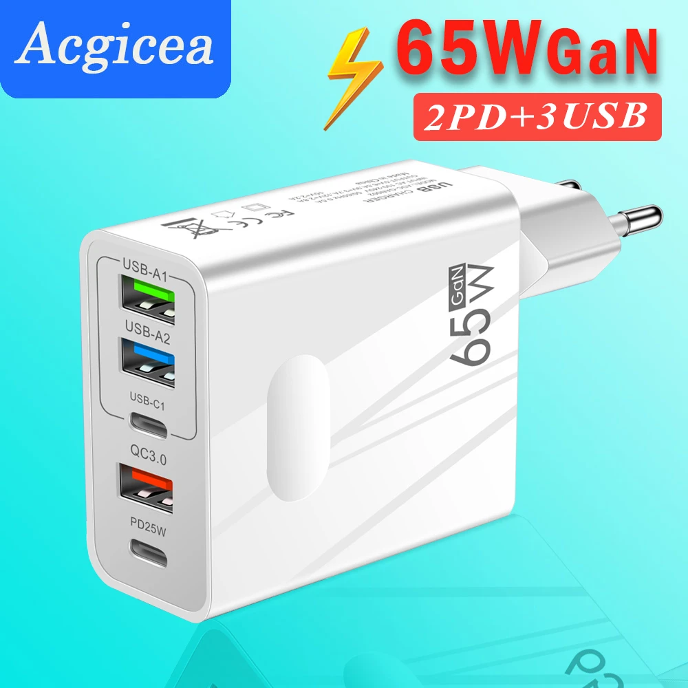 65W GaN Charger USB PD Muti Plugs Fast Charging GaN Charger Mobile ...