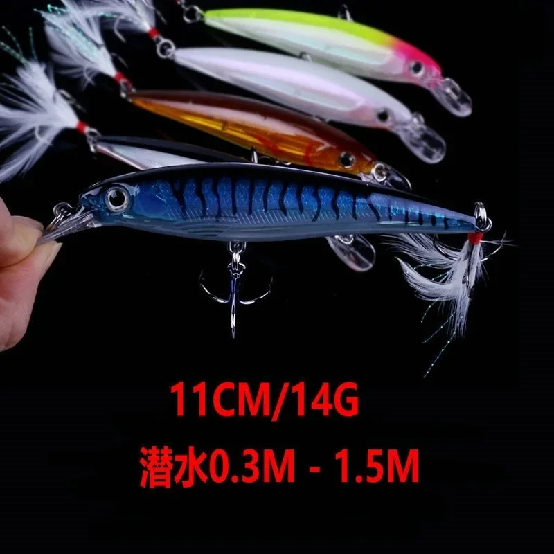 Minnow-bait-feather-hook-sea-fishing-simulation-bait-Luya-bait-Minnow ...