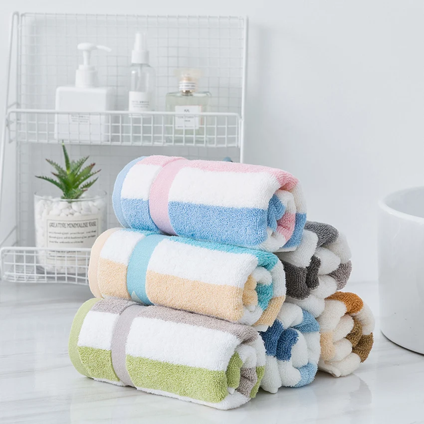 Pure-Cotton-Rainbow-Color-Striped-Face-Towel-34x76cm-Soft-Hand-Towels ...