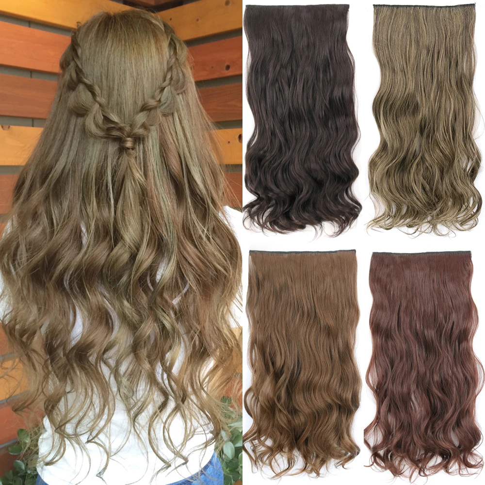 Synthetic-55cm-Wavy-5-Clip-In-Hair-Extensions-Heat-Resistant-Wavy ...