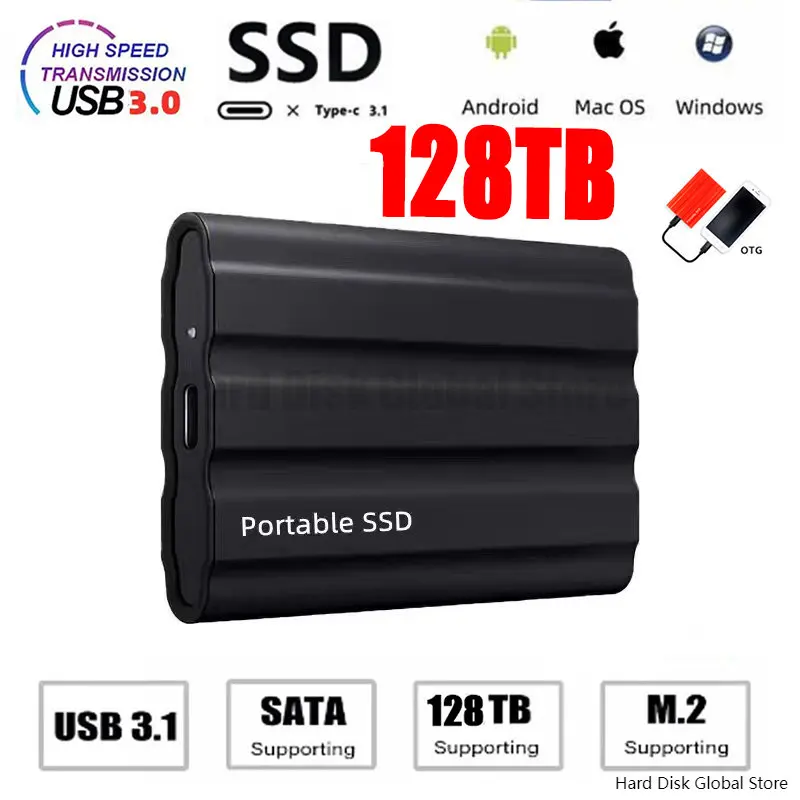 Portable SSD External Mobile Solid State Drive Flash 64TB TypeC USB3.1 ...