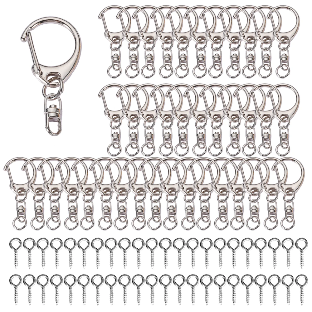 100 Sets Lobster Clasp Keychain Clip Swivel 8 Shape Clasps Lanyard Snap ...