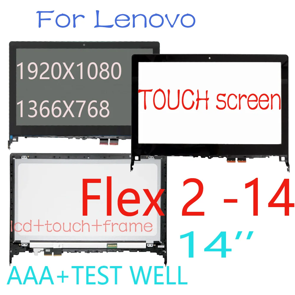14 Inch LCD Replacement For Lenovo Flex 2 -14 LCD Display Touch Screen Assembly Frame Flex2-14 ...