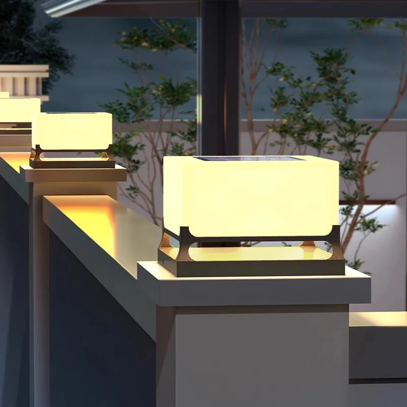 Solar-Pillar-Lights-Square-Model-LED-Wall-Lamp-Outdoor-Waterproof-Solar ...