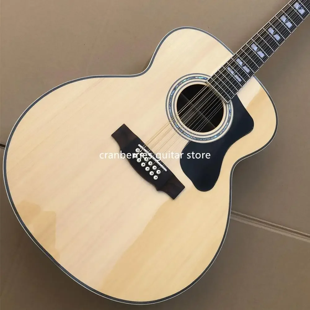 Custom GUI LD-Acoustic Guitar with Ebony Fretboard,Solid Spruce Top, 12 ...