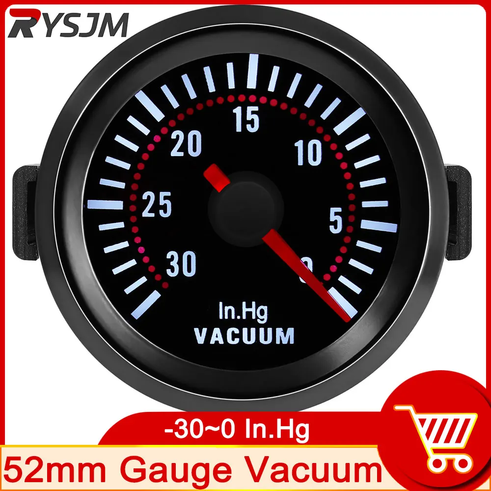 52mm Car Vacuum with Sensor -30~0 In.Hg Gauge Universal Air Press Gauge ...