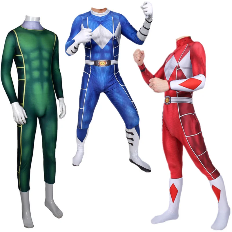 Adult Kids Power Samurai Sentai Shinkenger Costume Superhero Red/Blue ...