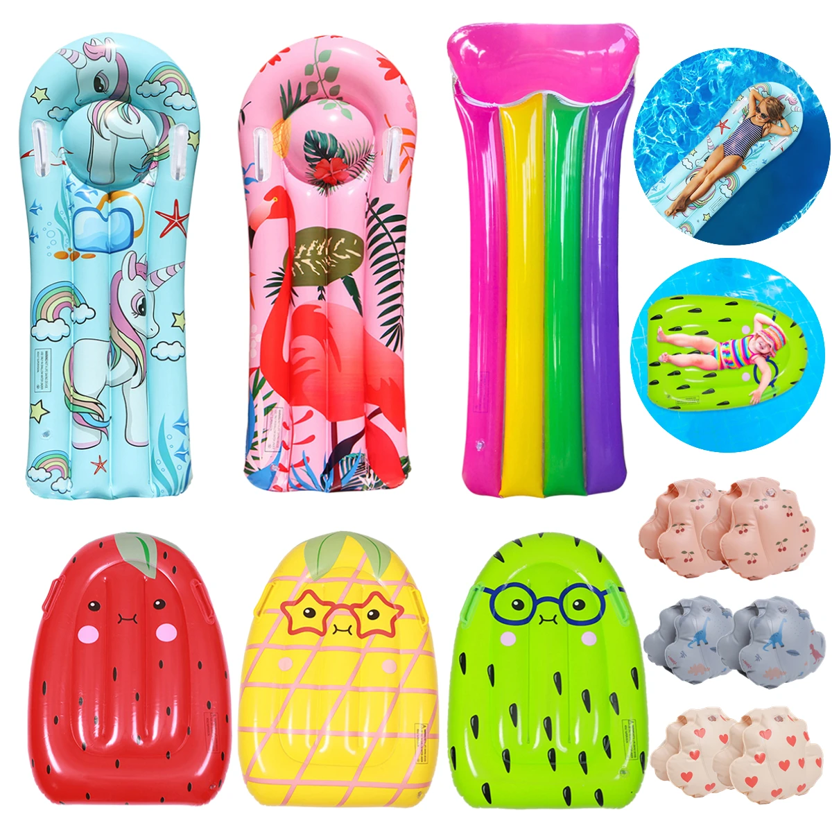 Children-Inflatable-Floating-Row-PVC-Cartoon-Unicorn-Fruit-Pattern ...