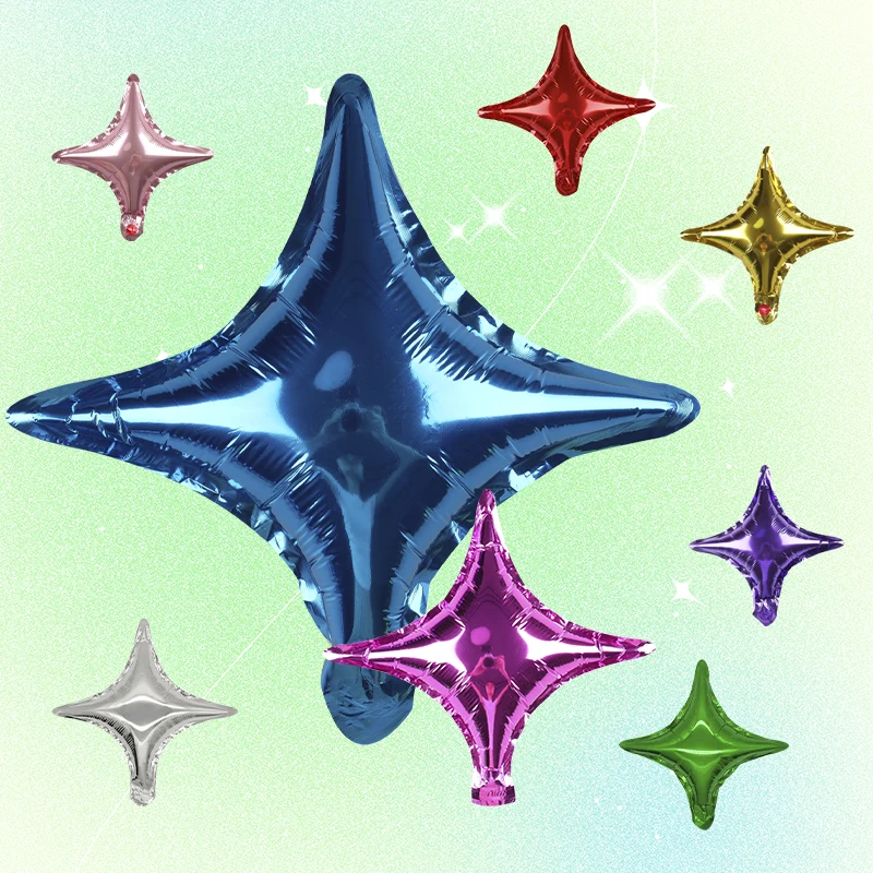 5/10/20pcs 10inch Sliver Gold Four Pointed Stars Aluminum Film Balloon ...