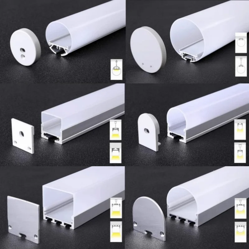 Round Square Led Aluminum Profile Dia20/30/60Mm Channel Diffuser Holder ...