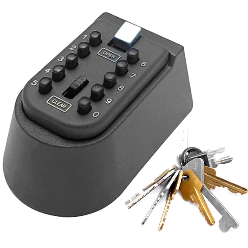 Key-Box-Safe-10-Digit-Push-Button-Combination-Lock-Wall-Mounted-Outdoor ...