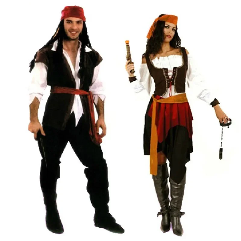 Medieval Pirates Caribbean Cosplay Costumes for Women Woman Female Men ...