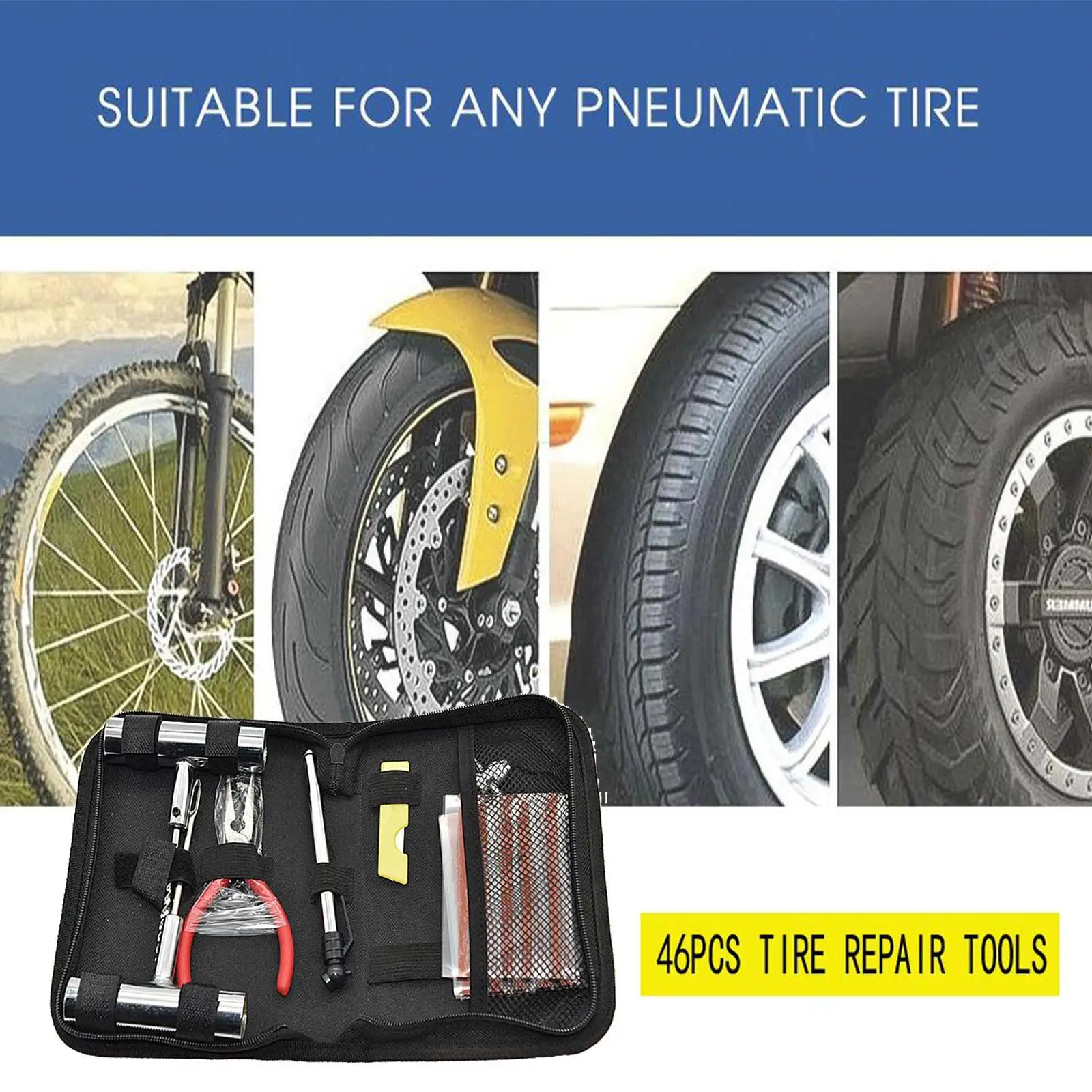 KIT REPARATION PNEU,black-China--Kit Anti crevaison pour moto, 46 ...