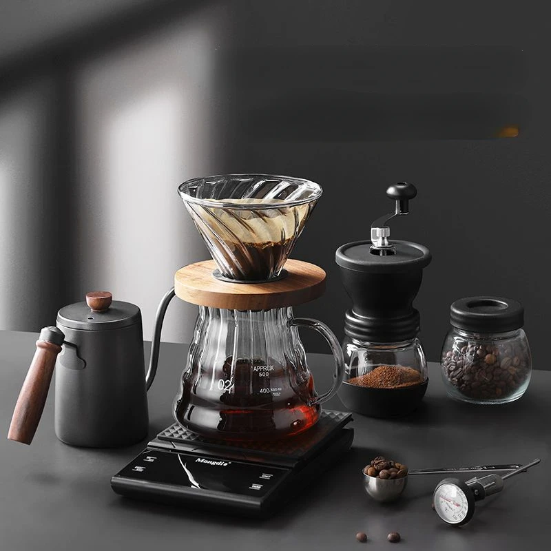 Hand-Brew-Coffee-Set-Home-Coffee-Pot-Hand-Grinder-Coffee-Strainer-Cup ...