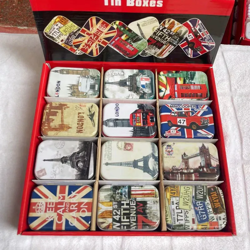12 Pcs Vintage Eiffel Tower London Style Metal Box Small Collectables ...
